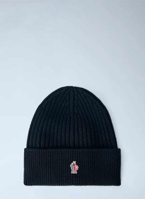 Moncler Ribbed Knit Beanie - Black