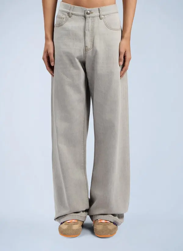 Palm Angels Curved Logo Loose Denim Pants