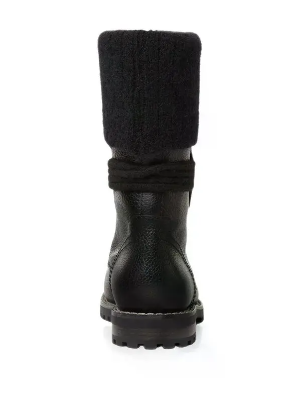 Fendi Commando Mohair-cuff Leather Boots