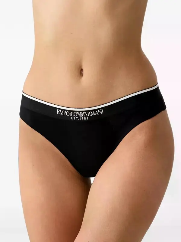 Emporio Armani Logo-tape Cross-back Bra And Briefs Set