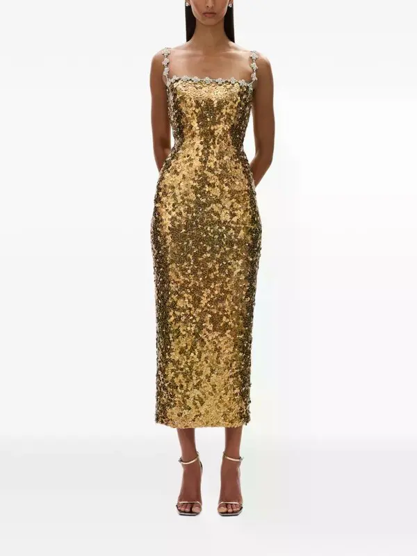Rachel Gilbert Karter Sequin-embellished Crystal-trimmed Maxi Dress