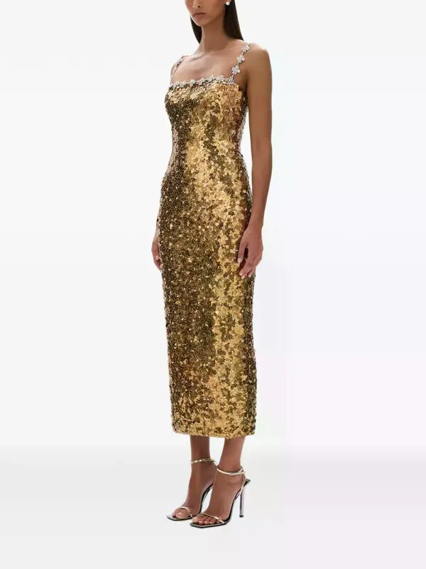 Rachel Gilbert Karter Sequin-embellished Crystal-trimmed Maxi Dress