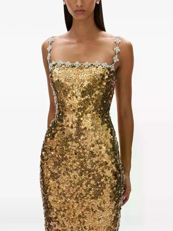 Rachel Gilbert Karter Sequin-embellished Crystal-trimmed Maxi Dress