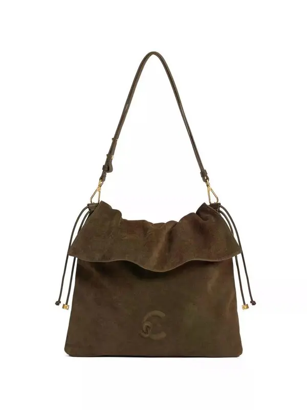 COCCINELLE Medium Lidia Calf Suede Bucket Bag - Green
