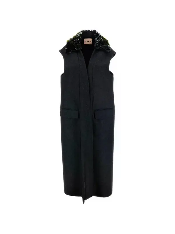 Plan C Sequin-embellished Sleeveless Coat