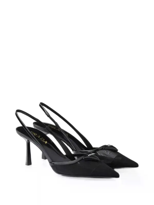 Prada Mesh Fabric Slingback Pumps