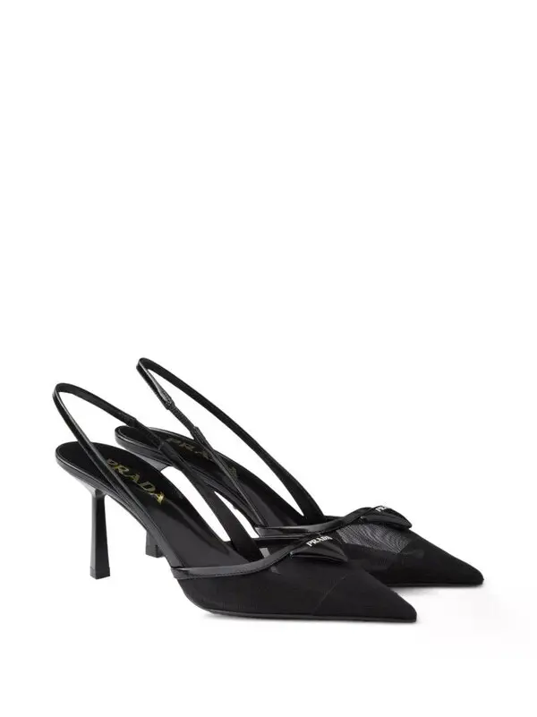 Prada Mesh Fabric Slingback Pumps