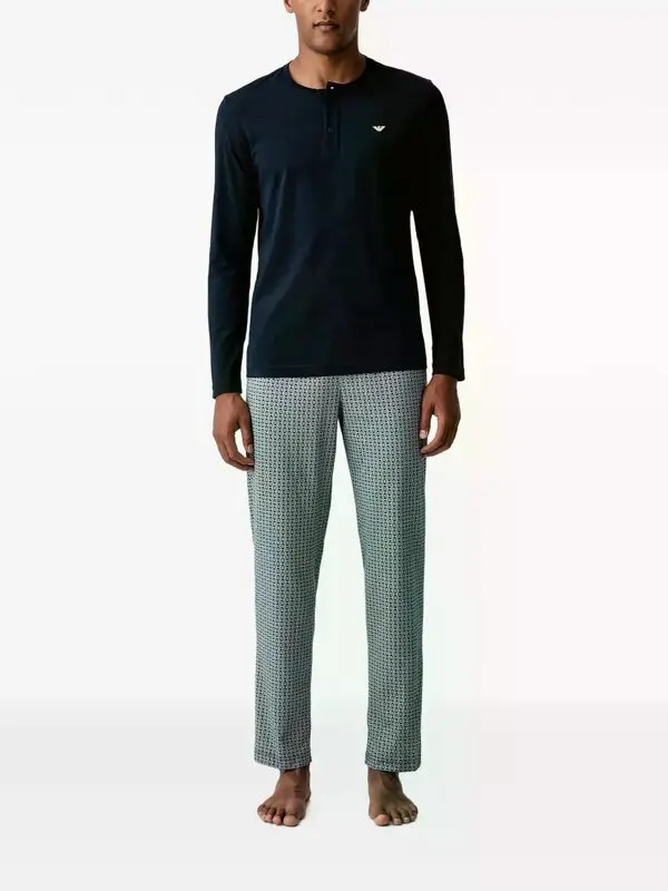 Emporio Armani Logo-embroidered Geometric-print Pajamas