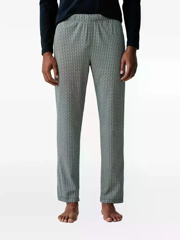 Emporio Armani Logo-embroidered Geometric-print Pajamas