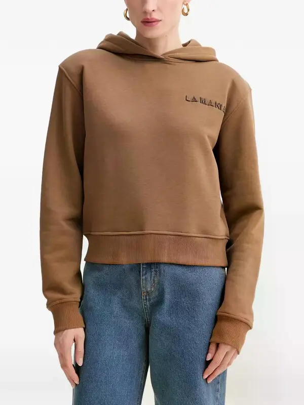 LA MANIA Lio Logo-embroidered Ribbed-trim Hoodie