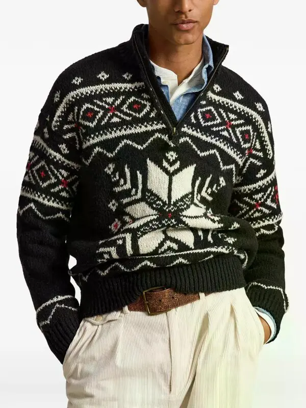 Polo Ralph Lauren Snowflake-intarsia Half-zip Sweater