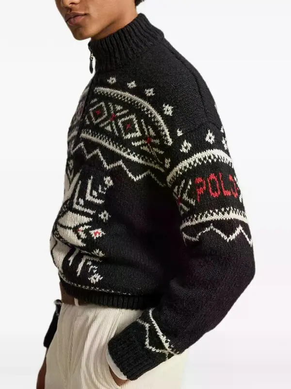 Polo Ralph Lauren Snowflake-intarsia Half-zip Sweater