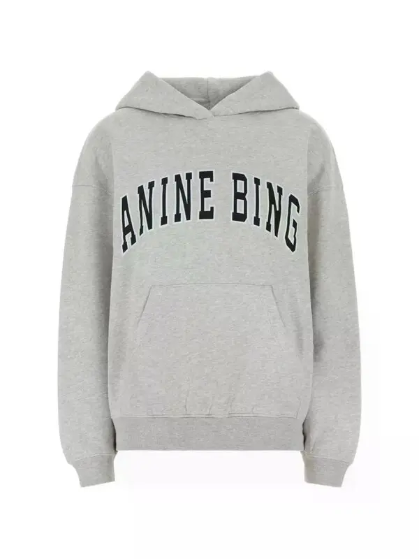 ANINE BING Harvey Logo-appliqué Hoodie - Grey