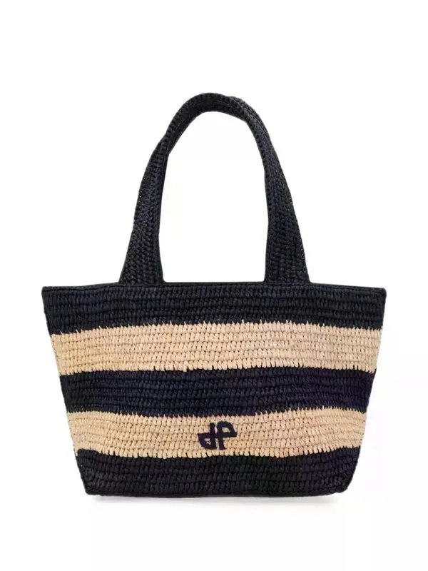PATOU Trapeze Striped Woven Tote Bag