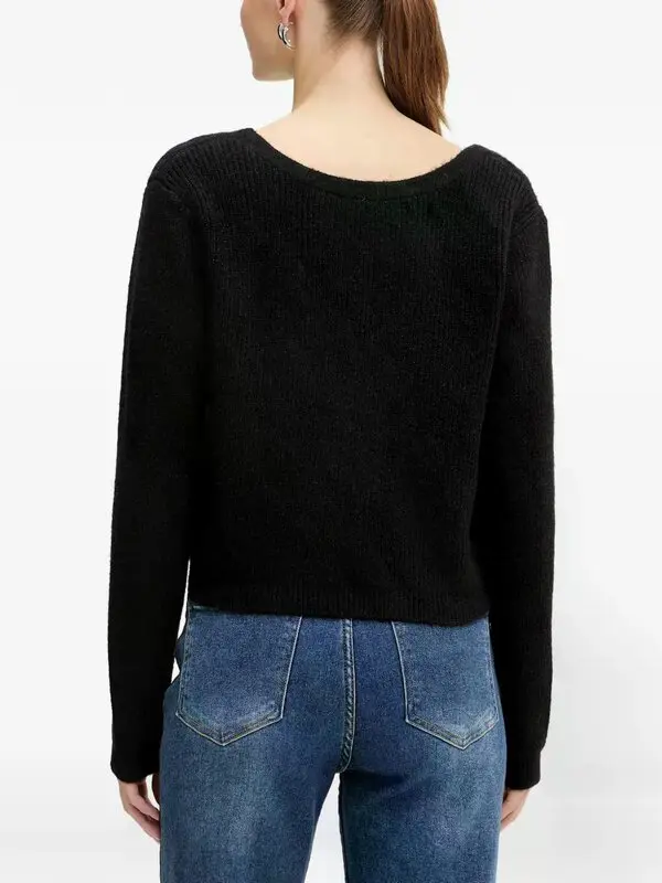 MORGAN Heart-button Ribbed Cardigan