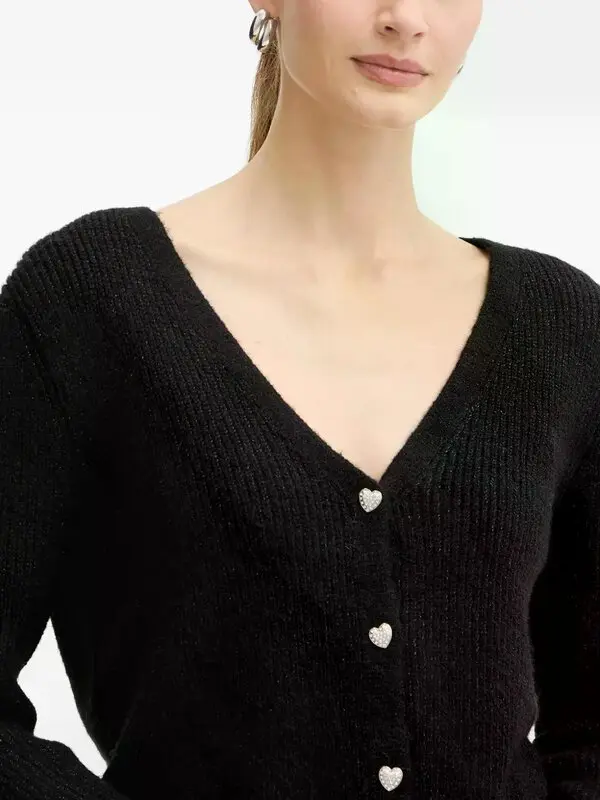 MORGAN Heart-button Ribbed Cardigan