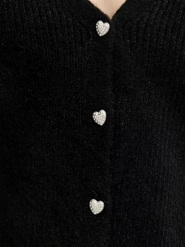 MORGAN Heart-button Ribbed Cardigan