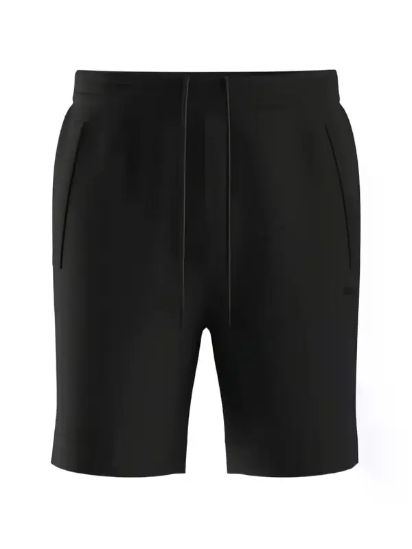 BOSS Logo-embroidered Shorts In Cotton-blend Piqué Jersey - Black