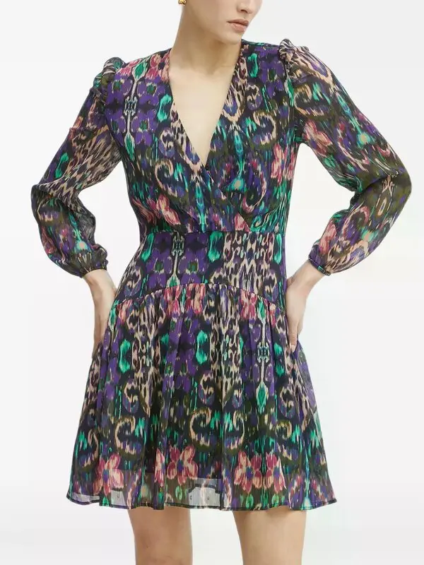 MORGAN Abstract-print V-neck Mini Dress