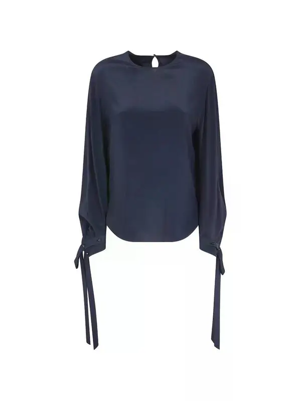 Alberta Ferretti Tie-cuff Satin-finish Blouse