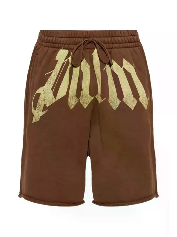 Palm Angels Logo-print Raw-cut Shorts
