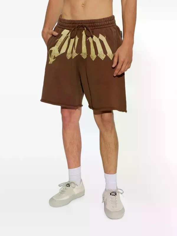 Palm Angels Logo-print Raw-cut Shorts