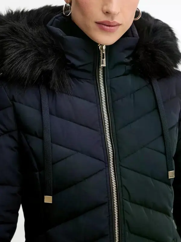 MORGAN Faux-fur Trim Quilted Jacket