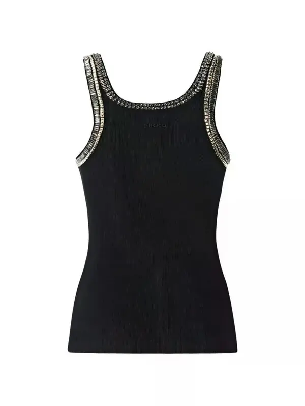 Pinko Ribbed Top With Bejewelled Embellishment