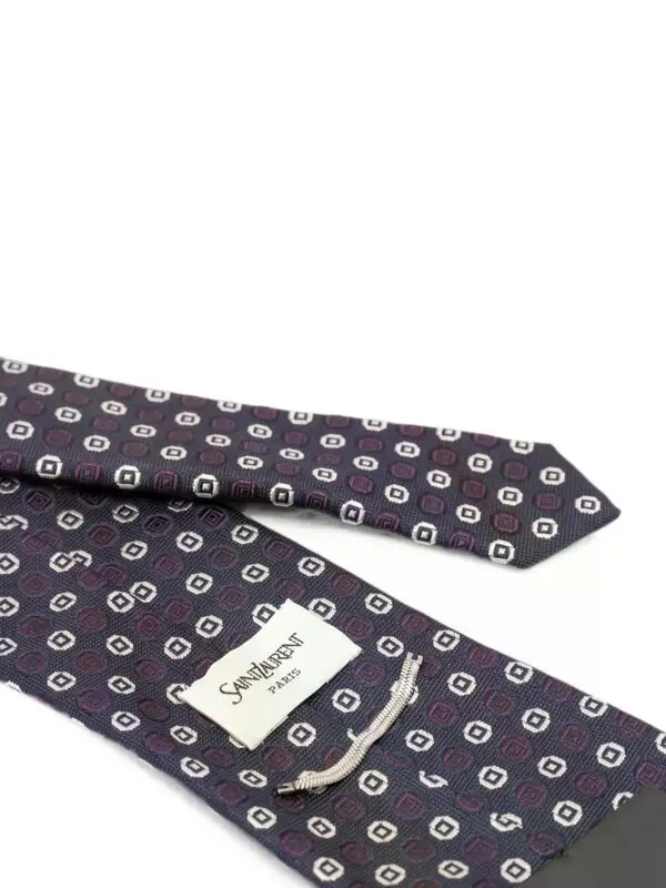 Saint Laurent Tie In Silk Jacquard - Blue