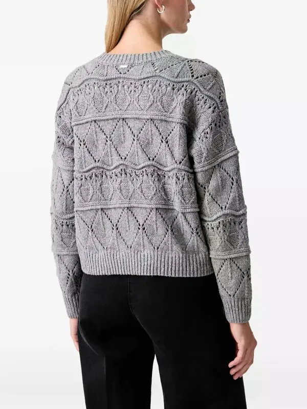 FRACOMINA Floral-appliqué Open-knit Cardigan