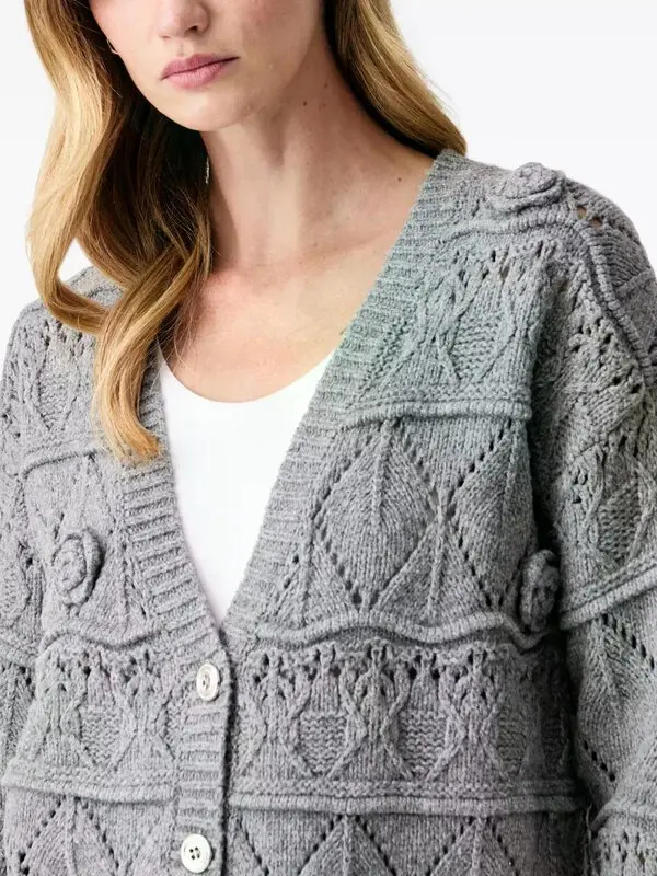 FRACOMINA Floral-appliqué Open-knit Cardigan