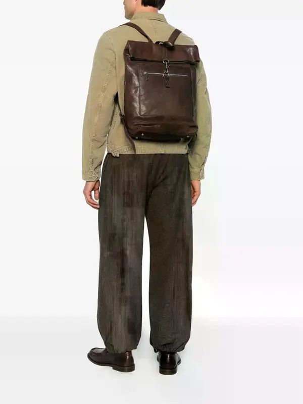SOMMET Blekleem Roll-top Leather Backpack