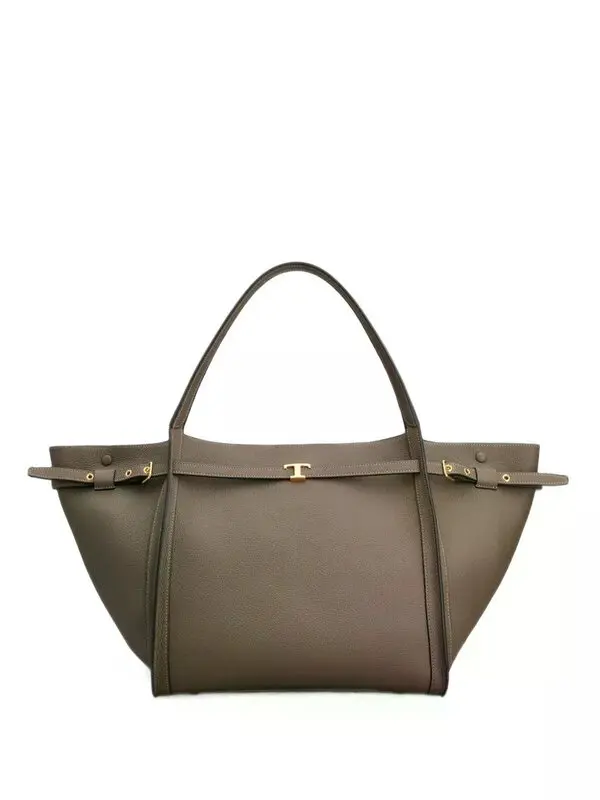 TOD'S Medium T Timeless Buckle-detail Tote Bag - Brown
