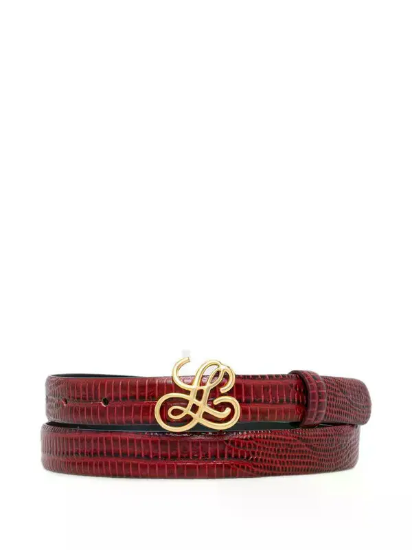 Luisa Spagnoli Danielina Lizard-effect Monogram-buckle Belt