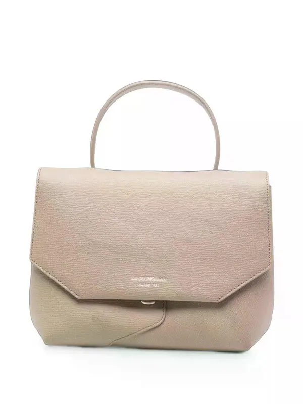 Emporio Armani Grained Leather Tote Bag - Neutrals