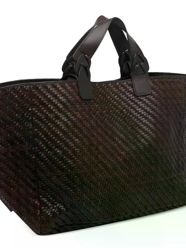 IBELIV Elmio Woven Leather Tote Bag - Brown