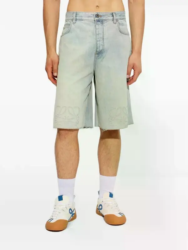 Loewe Anagram Raw-hem Denim Shorts