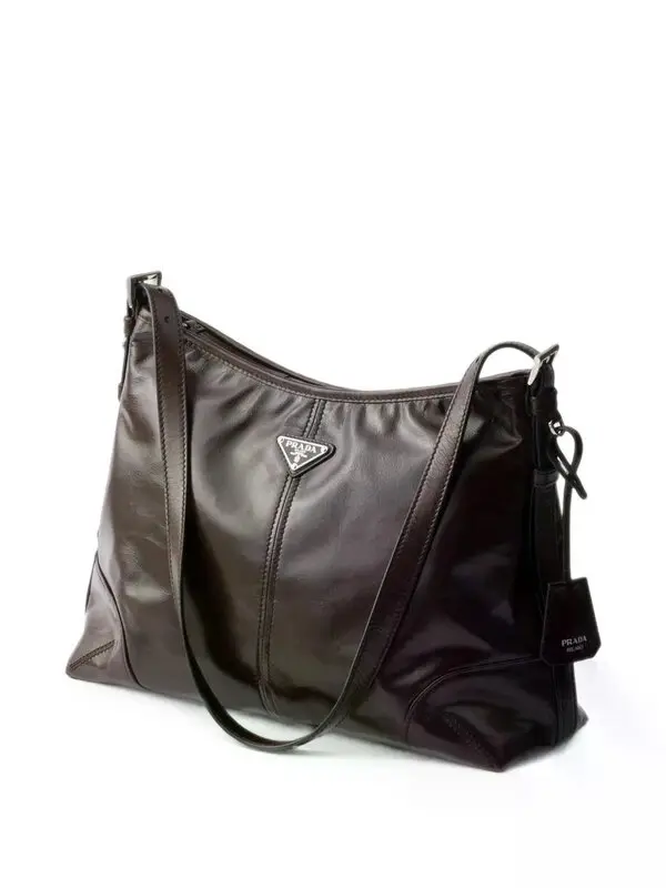Prada Aimèe Large Leather Shoulder Bag - Brown
