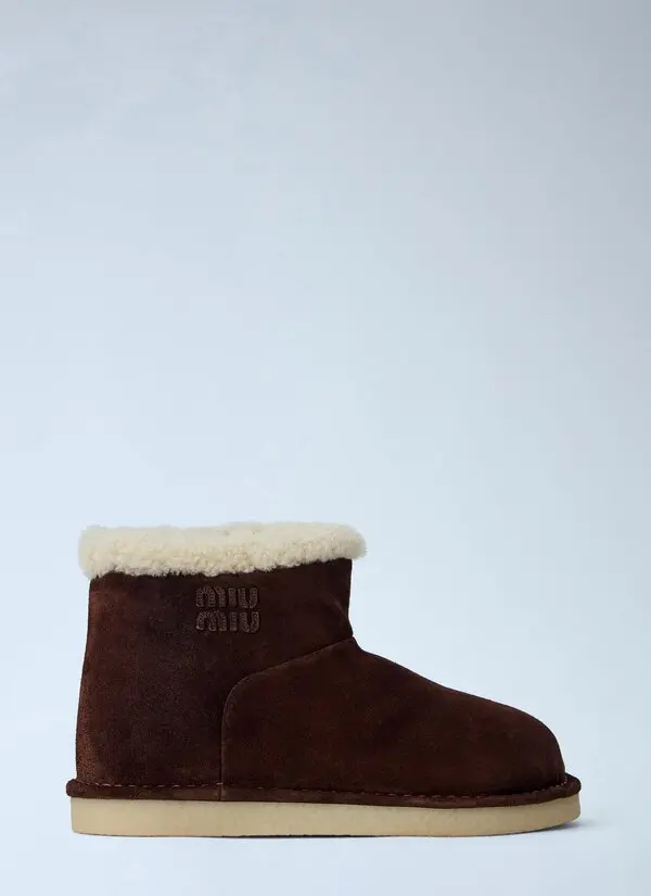 Miu Miu Shearling-lined Suede Ankle Boots