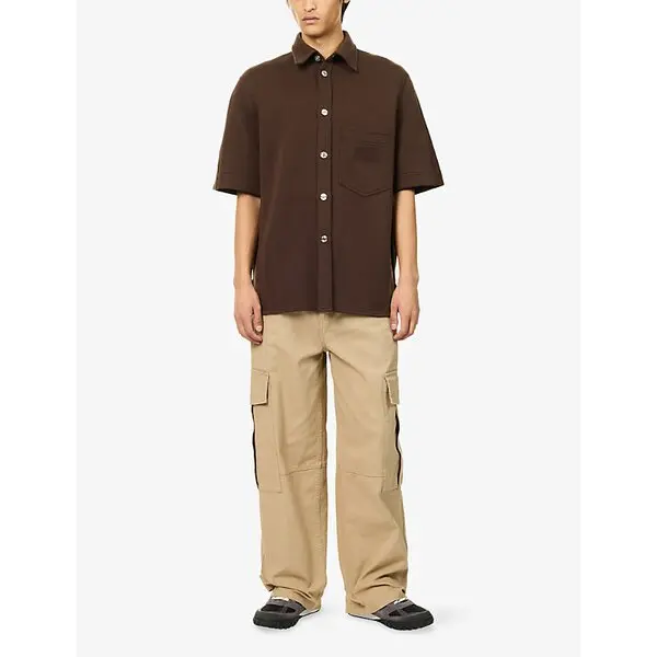 Givenchy Embroidered-logo Short-sleeve Cotton-blend Shirt