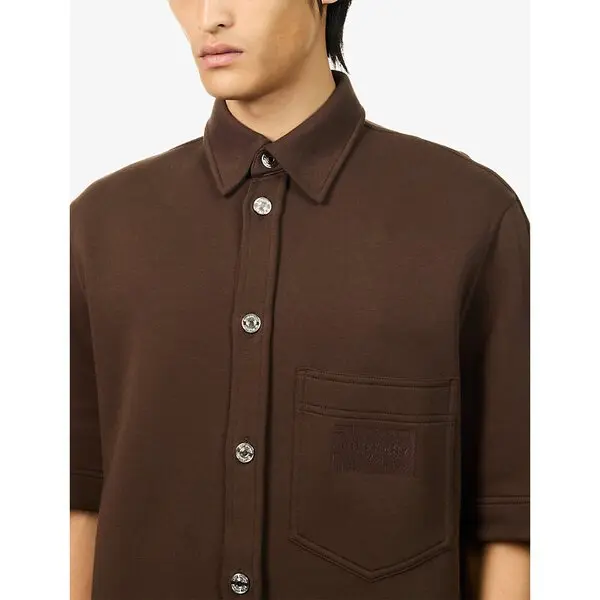 Givenchy Embroidered-logo Short-sleeve Cotton-blend Shirt
