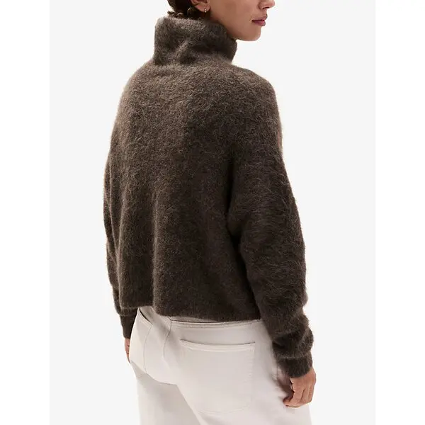 THE WHITE COMPANY High-neck Textured Wool-blend Cardigan
