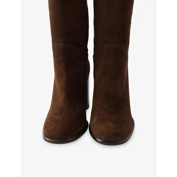 Prada Branded Suede Knee-high Boots