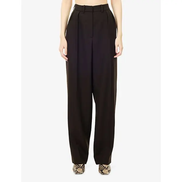 Magda Butrym Tailored Pleated Straight-leg Wool-blend Trousers