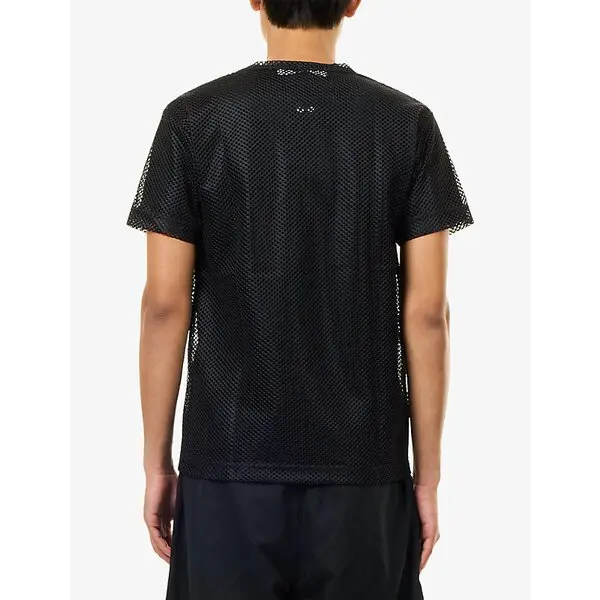 Play Comme Des Garcon Heart Motif-logo Textured Mesh T-shirt - Black