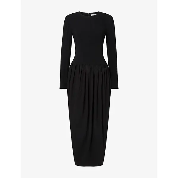 MALINA Lexie Balloon-skirt Woven Midi Dress