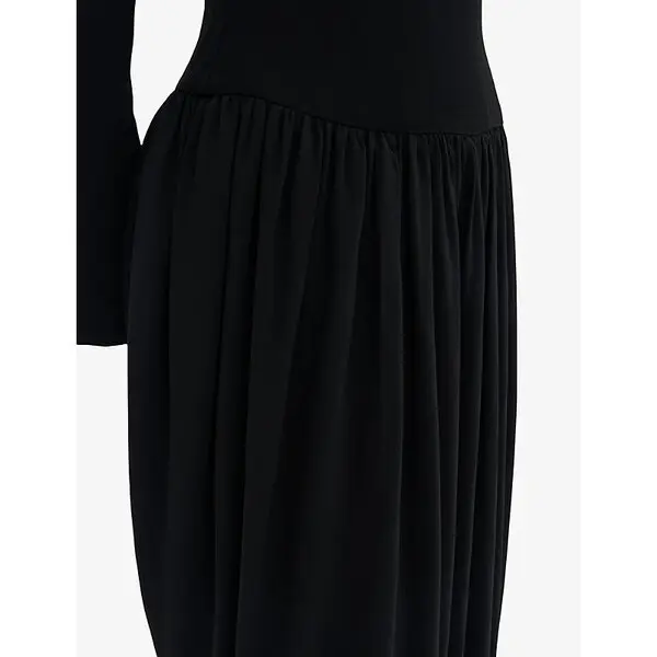 MALINA Lexie Balloon-skirt Woven Midi Dress