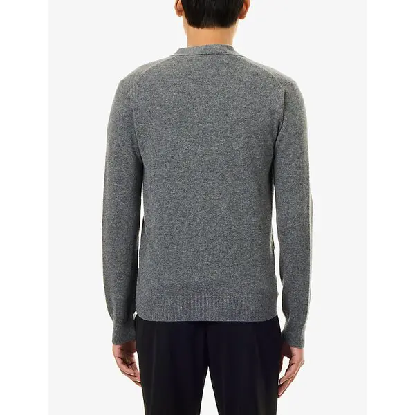 Play Comme Des Garcon Heart Motif-logo Wool Cardigan - Grey