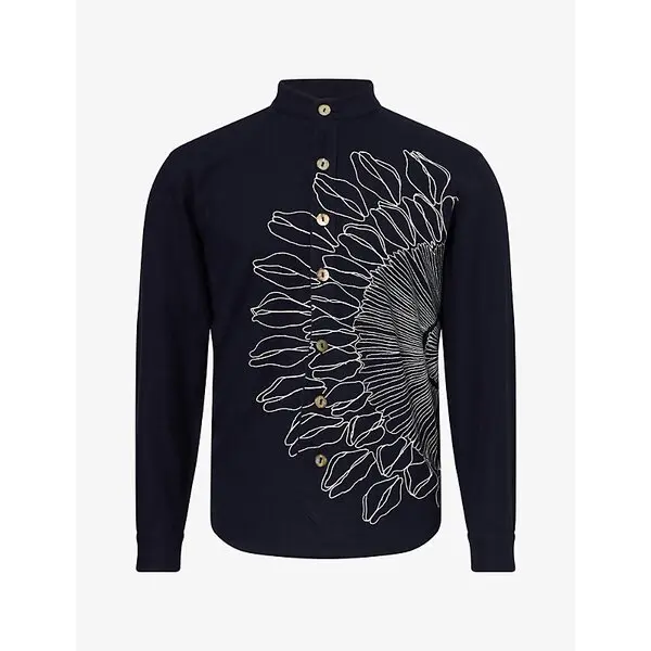 LABRUM Cowrie Embroidered-graphic Cotton Shirt