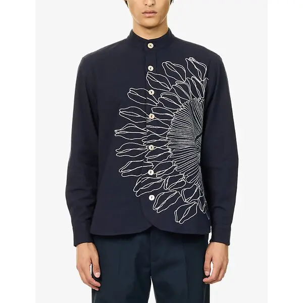 LABRUM Cowrie Embroidered-graphic Cotton Shirt